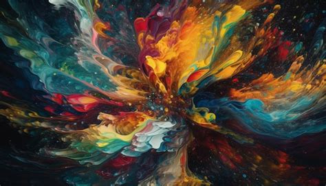 생생한 색상은 Ai가 생성한 브러시 스트로크를 폭발시키는 부드러운 곡선 무료 사진