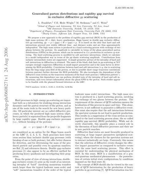 Pdf Generalized Parton Distributions And Rapidity Gap Survival In