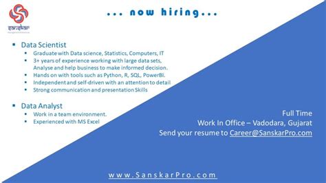 Sanskar Management Professionals On Linkedin Datascience Dataanalytics Vadodarajobs
