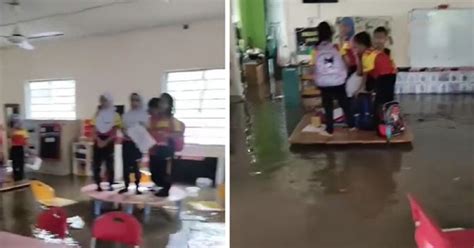 폭우로 잠긴 유치원 아이들 책상에 올라가 살려주세요