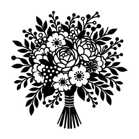 Svg Png Dxf Bridal Bouquet Sketch File For Cricut Silhouette Laser