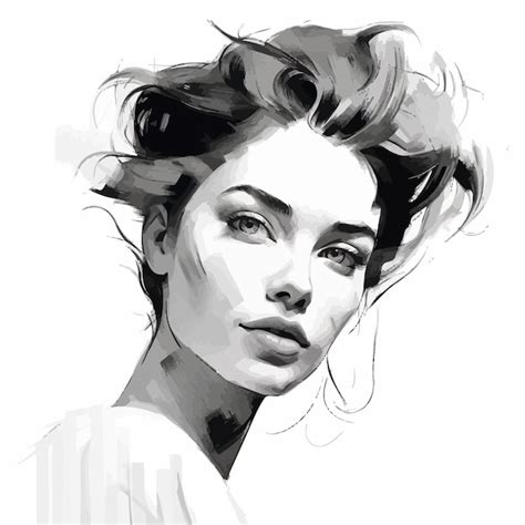 Premium Vector Sketch Woman With Hair Vector