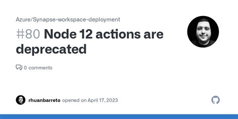 node 12 actions are deprecated · issue 80 · azure synapse workspace