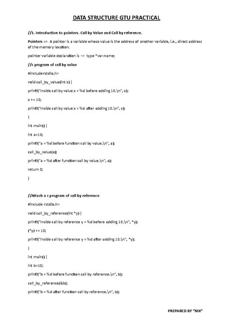 Data Structure Practical Codes Gtu By Nix 1 Introduction To