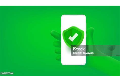 방패와 체크 표시 아이콘이 있는 귀여운 만화 손 3d 벡터 그림 3차원 형태에 대한 스톡 벡터 아트 및 기타 이미지 3차원 형태 개념 Istock