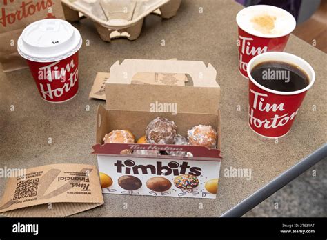 Tim Hortons Coffee Shop Coffee And Food A Canadian Cafe Restaurant Coffee Cups And Timbits