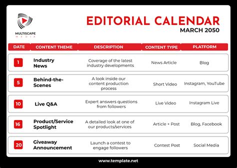 Free Editorial Calendar Templates Editable And Printable