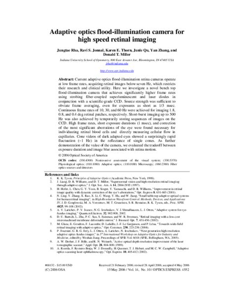 Pdf Adaptive Optics Flood Illumination Camera For High Speed Retinal Imaging