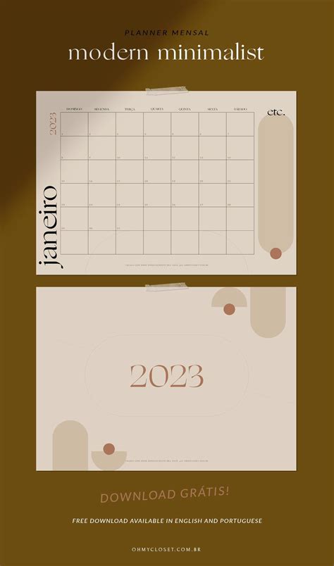 Planner Mensal Modern Minimalist Artofit
