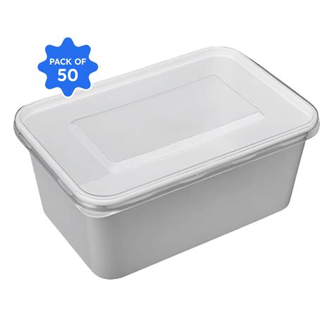 Jk White Rectangle Container With Lid 650 Ml Pack Of 50 Wholesalers With Best Prices Online In India