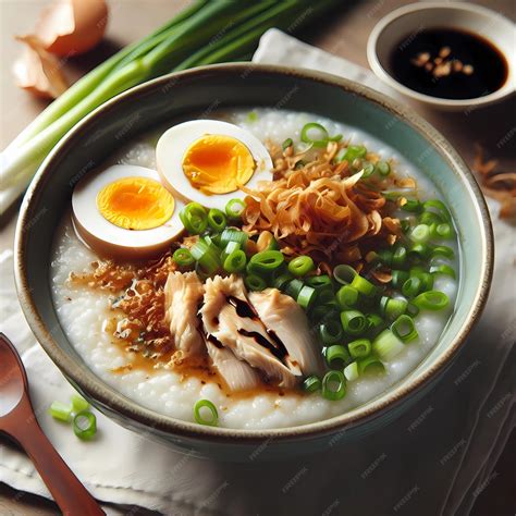 Premium Ai Image Traditional Breakfast Chicken Porridge In Indonesia