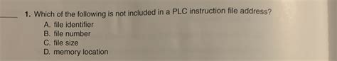 solved which of the following is not included in a plc