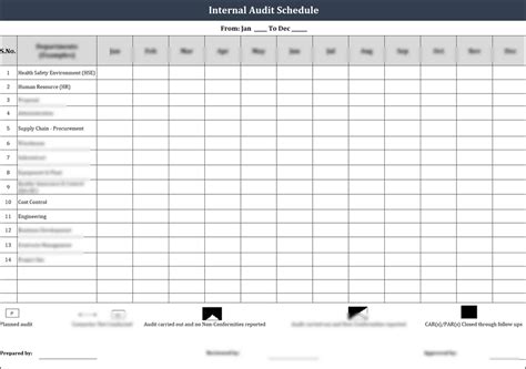 Iso 9001 Qms Internal Audit Schedule Iso Templates And Documents Download