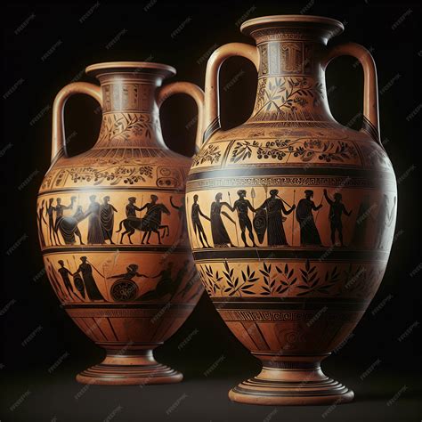 Ancient Greek Amphora With Scenes From Greek Mythology Showcasing