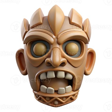 Mesmerizing Rustic Concept Art Style Isolated Cutout Of A Hyper Specific Tribal Mask Made Of