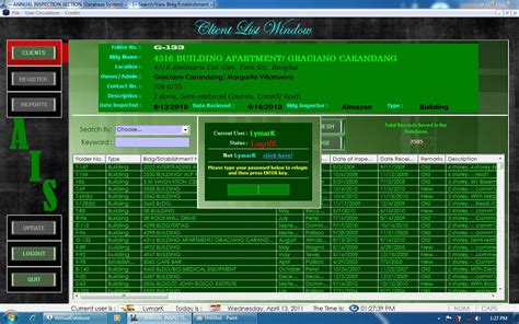 Annual Inspection Section Database System Sourcecodester