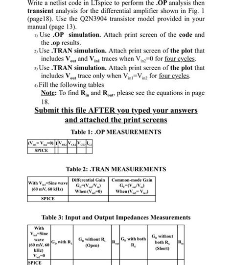 write a netlist code in ltspice to perform the op