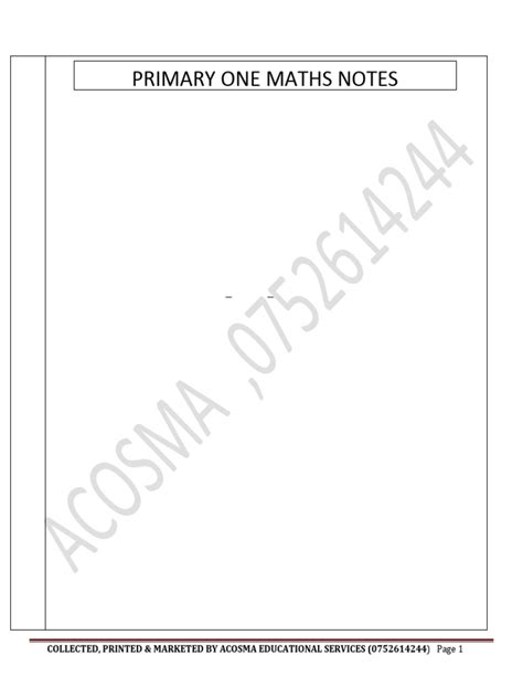 Primary One Maths Pdf Shape Weight