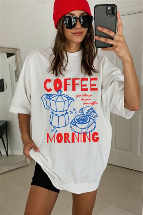 Coffee Morning Shirt Retro Coffee Shirt Coffee Club Croissant Tshirt