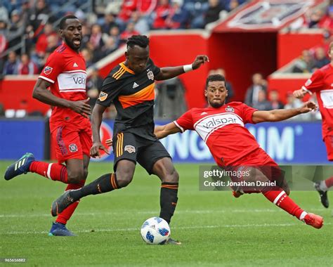 Alberth Elis Of The Houston Dynamo Fires A Shot For A Goal Past The