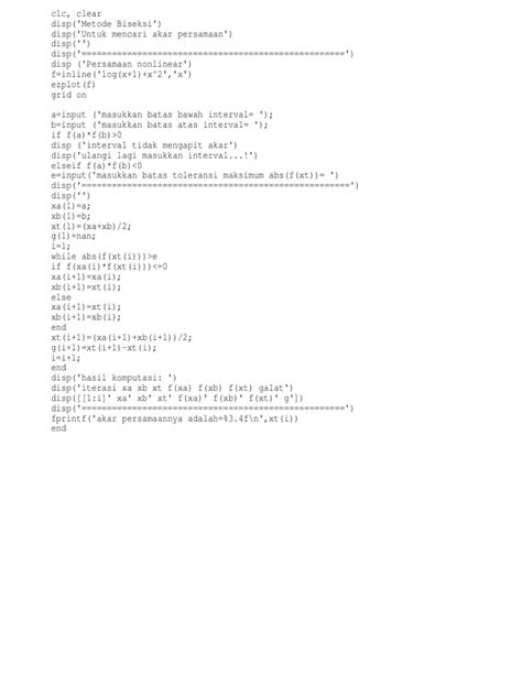 Metode Biseksi Dengan Software Matlab Pdf