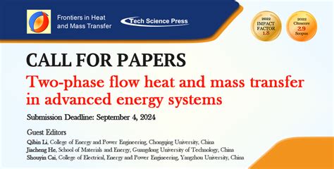 Pdf Call For Paperspecial Issue Two Phase Flow Heat And Mass Transfer In Advanced Energy
