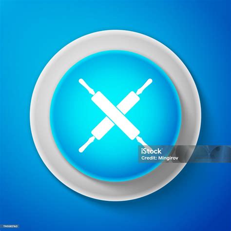 교차 롤링 핀 아이콘 파란색 배경에 고립 주방 용품 및 장비 원 파란색 버튼을 클릭 합니다 벡터 일러스트 3차원 형태에 대한 스톡 벡터 아트 및 기타 이미지 Istock