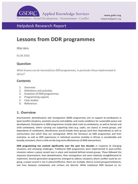 Lessons From Ddr Programmes Pdf
