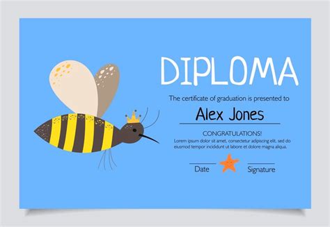 아이들을 위한 졸업장 템플릿 학교 유치원 또는 놀이학교를 위한 손으로 그린 귀여운 요소가 있는 인증서 배경 벡터 일러스트 레이 션 프리미엄 벡터