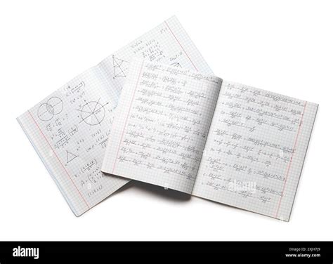 Copybooks With Handwritten Maths Formulas Isolated On White Background