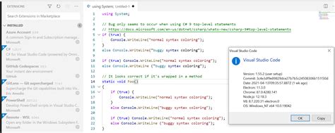c syntax coloring bug with top level statements · issue 121770