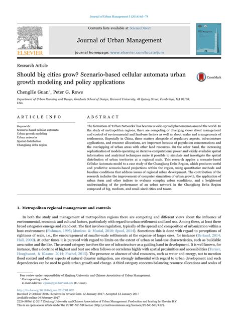 Pdf Should Big Cities Grow Scenario Based Cellular Automata Urban Growth Modeling And Policy