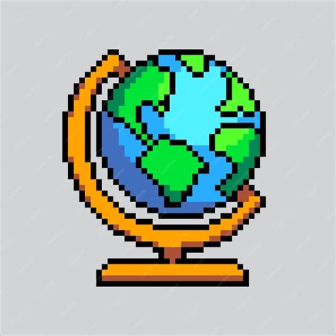 Premium Vector Pixel Art Illustration Earth Globe Pixelated Earth