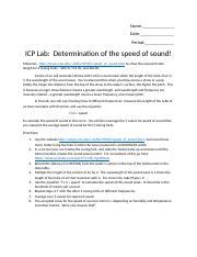 Virtual Tuning Fork Lab Fall 2020 Docx Name Date Period ICP Lab Determination Of The Speed
