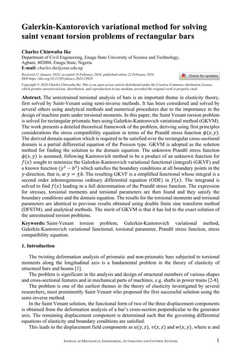 Pdf Galerkin Kantorovich Variational Method For Solving Saint Venant