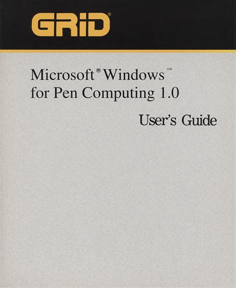 grid microsoft windows for pen computing 1 0 user s guide pen based computing history museum