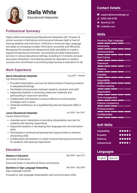 8 Educational Interpreter Resume Examples And Templates For 2025 Resumedesign Ai