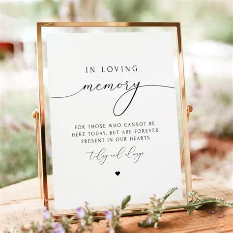 Asher Printed Shipped In Loving Memory Sign 8x10 Wedding Memorial