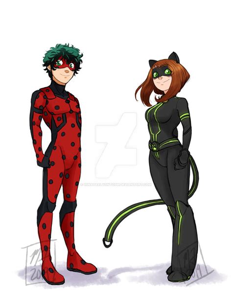 Miraculous Mha Crossover Dekubug And Uraraka Noire By Hinataelyontoph