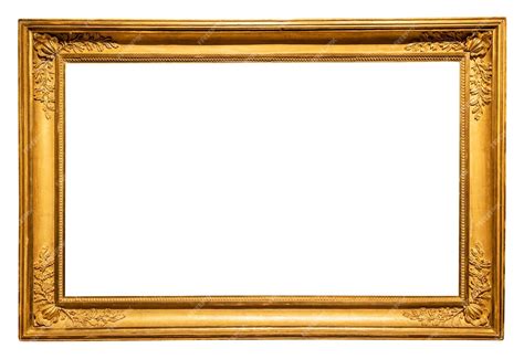 Premium Photo Horizontal Long Rococo Gold Picture Frame Isolated