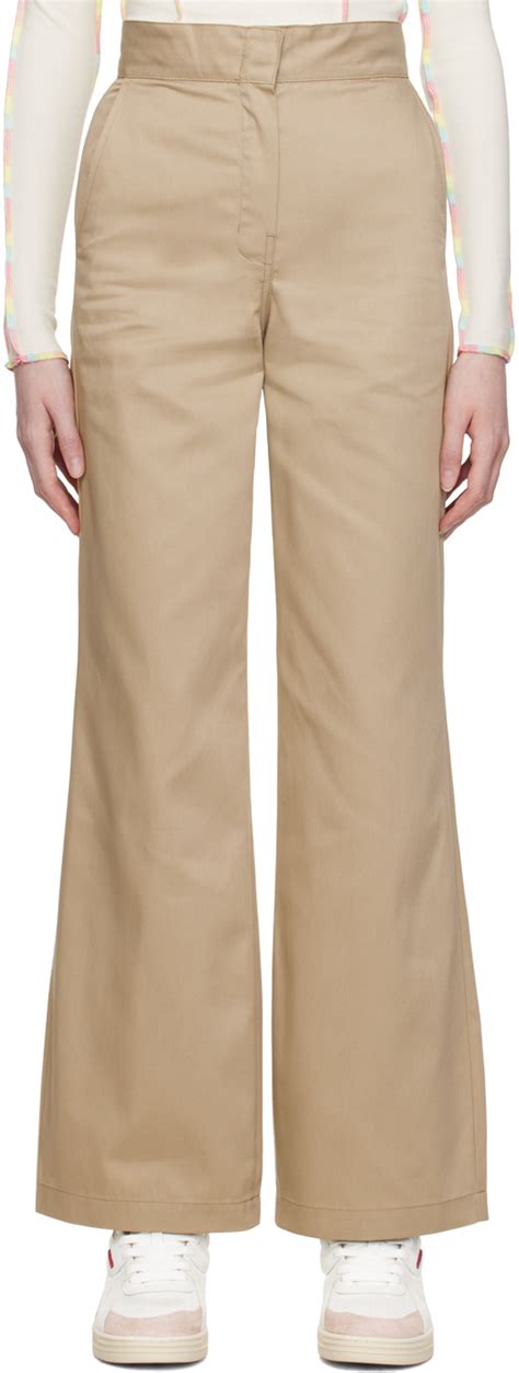 Palm Angels Beige Reversed Waistband Trousers Palm Angels