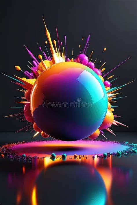 Colorful 3d Glossy Spheres Creative Background Vertical Composition Stock Illustration
