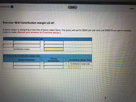 Solved Omework Help Exercise Contribution Margin LO A Chegg Com