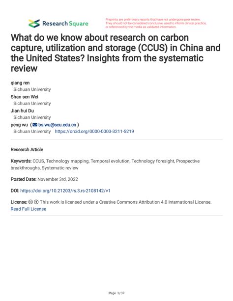 Pdf What Do We Know About Research On Carbon Capture Utilization And Storage Ccus In China