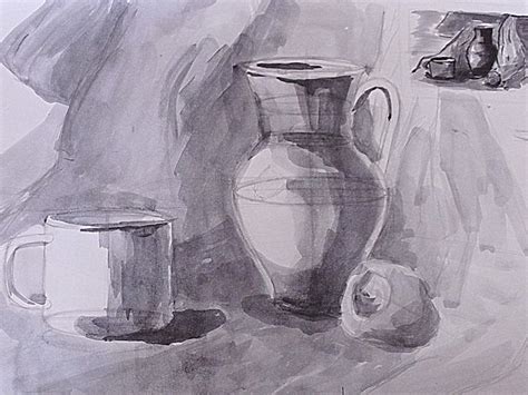 Открытый урок по живописи «натюрморт из трех предметов быта в технике