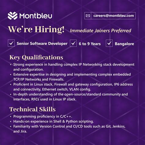 montbleu technologies pvt ltd on linkedin c c ip network tcp git shell python3 hiring