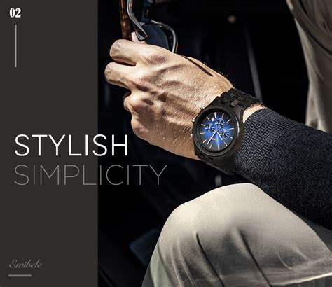 Emibele Mens Wooden Watches Calendar Chronograph Quartz Wrist Watch