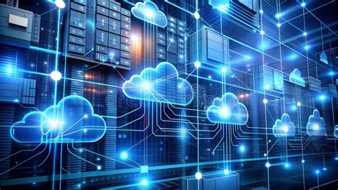 Abstract Cloud Computing Network Visualization Ai Generated Stock