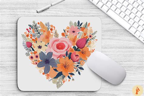 Romantic Floral Heart Mouse Pad Design Graphic By Foxmia · Creative Fabrica