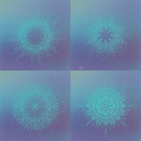 Set Of Geometric Abstract Form With Connected Lines And Dots Vector